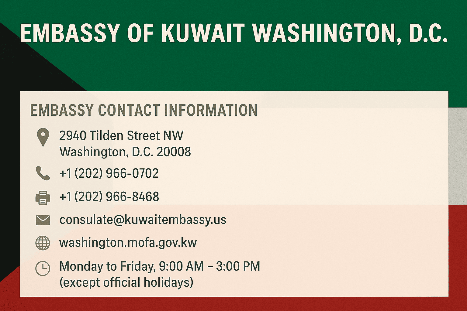 Embassy of Kuwait Washington D.C. – Services, Legalization & Contact